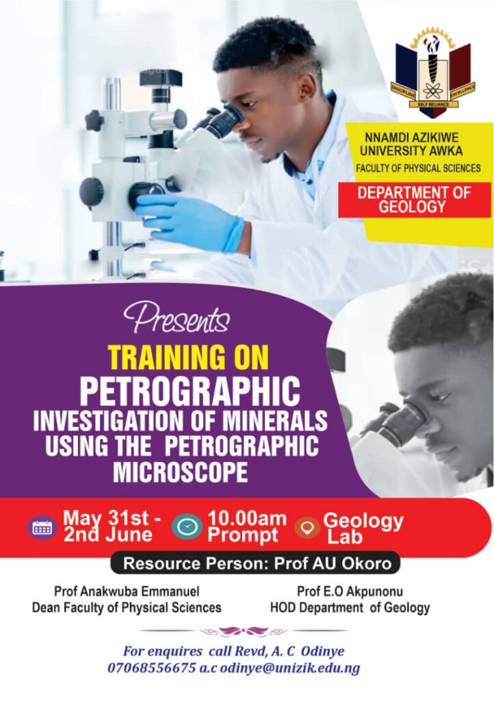 TRAINING ON PETROGRAPHIC INVESTIGATION OF MINERALS USING THE ...